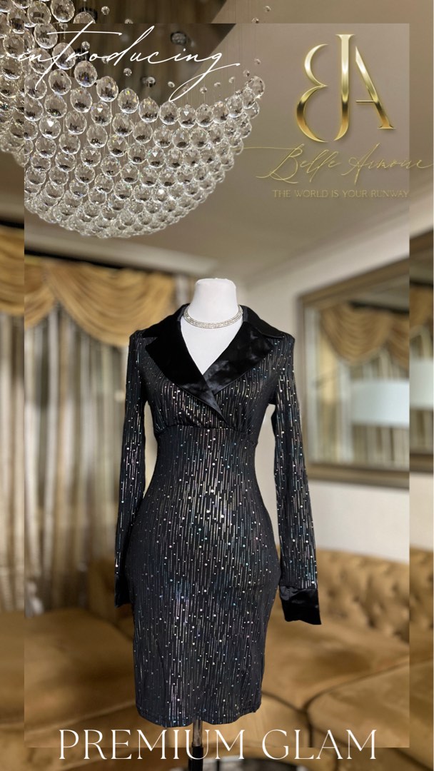 FOR SALE BLACK STARRY METALLIC PRINT GLAM AND GLITZ BLAZER COLLARED ...