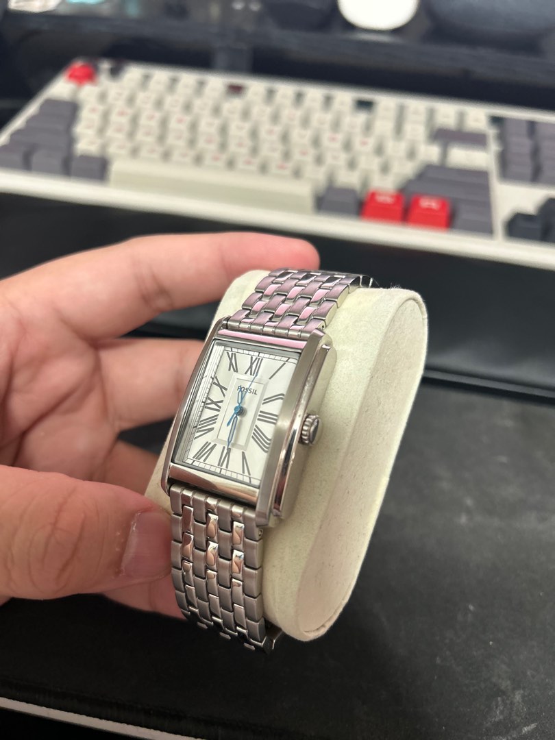 Fossil Carraway Watch - Silver Dial - Tank Watch (Rectangular) with ...