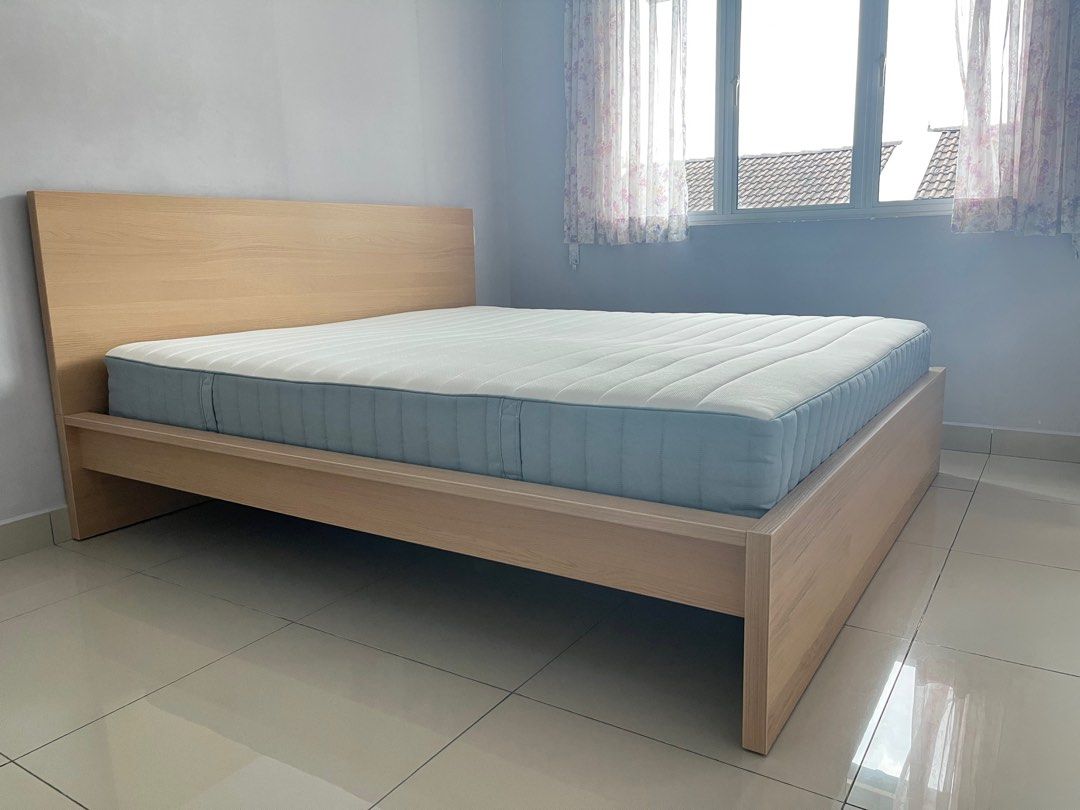 IKEA King Size Bed Frame Malm, Furniture & Home Living, Furniture, Bed ...