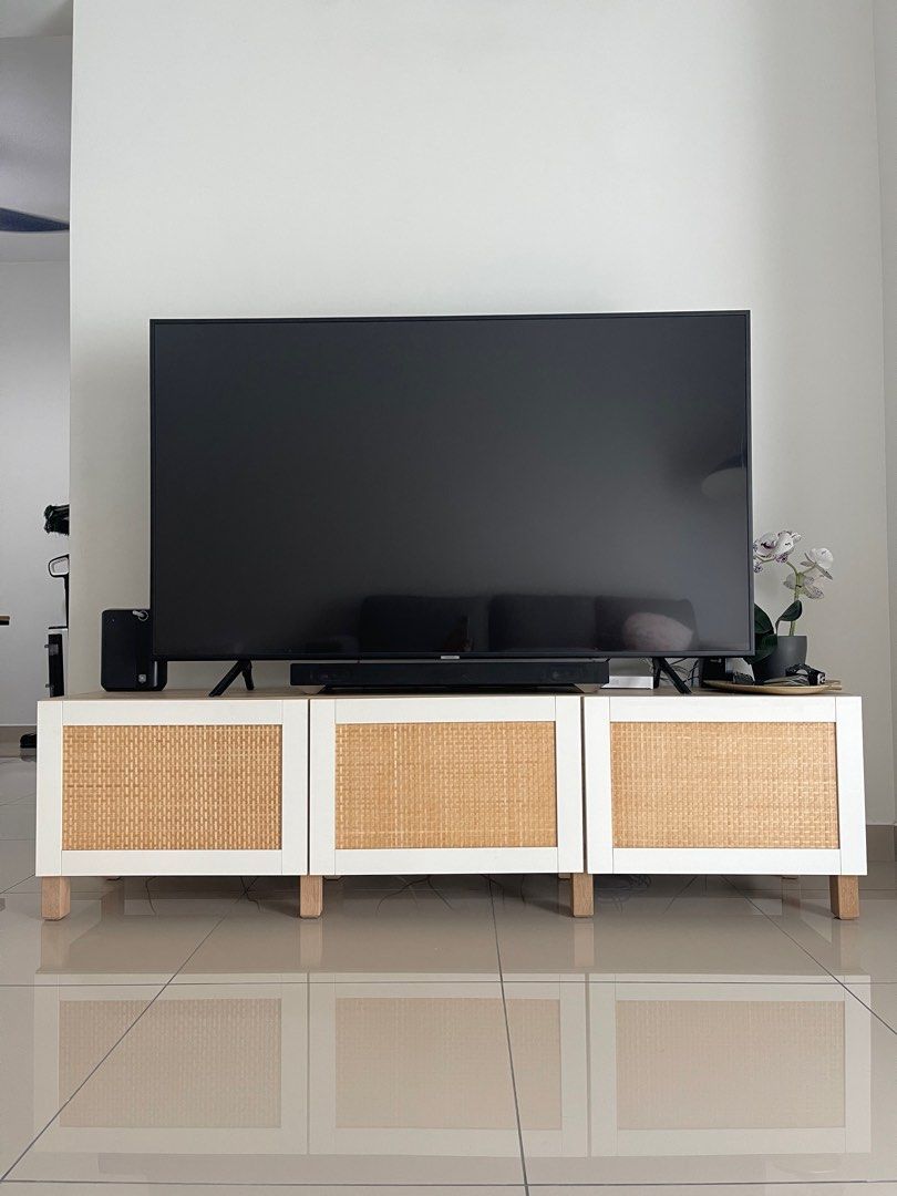 IKEA TV CABINET (BESTA) - Rattan door, Furniture & Home Living ...