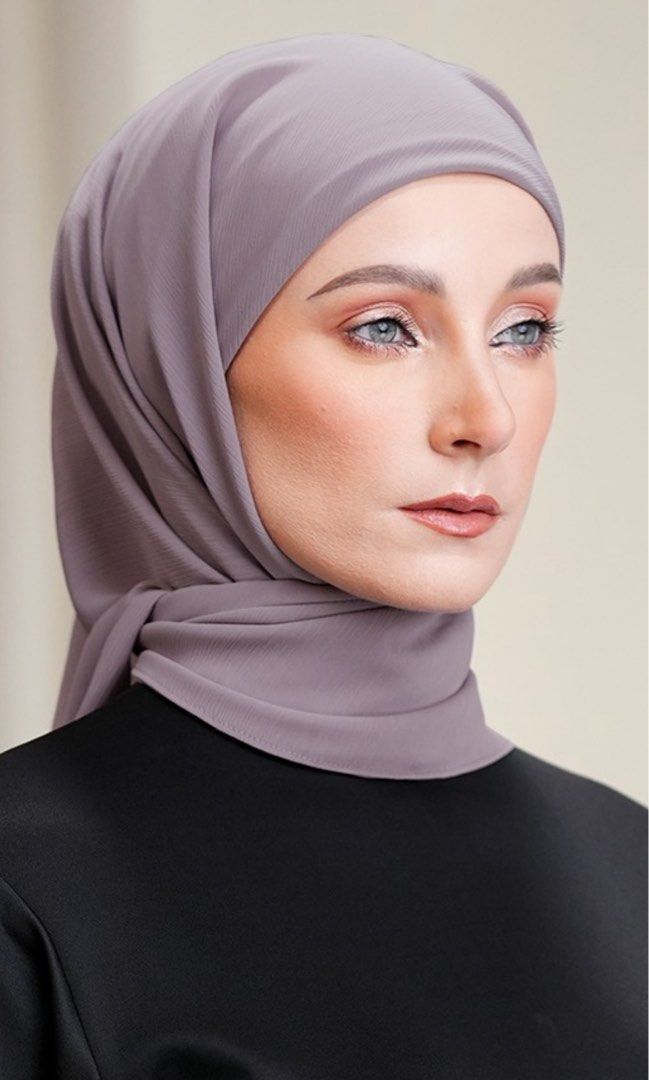 Ilham Echenta Tamara Hijab Premium Chiffon in Dusty Plum, Women's Fashion, Muslimah Fashion ...