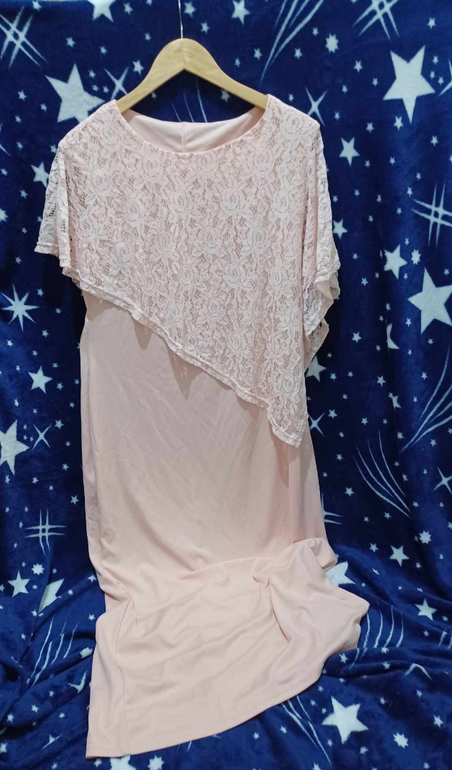 Lace Upper Side Plus Size Elegant Dress, Women's Fashion, Dresses ...