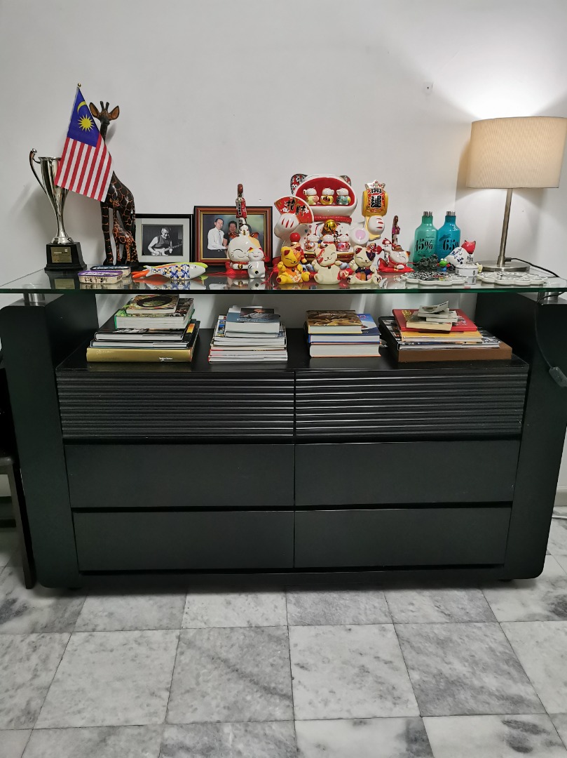 LORENZO - Chest of Drawers (glass top solid wood cabinet), Furniture ...