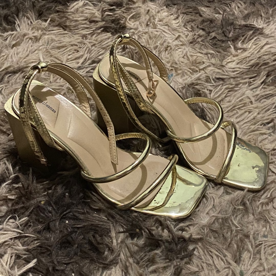mendrez gold strap heels, Women's Fashion, Footwear, Heels on Carousell