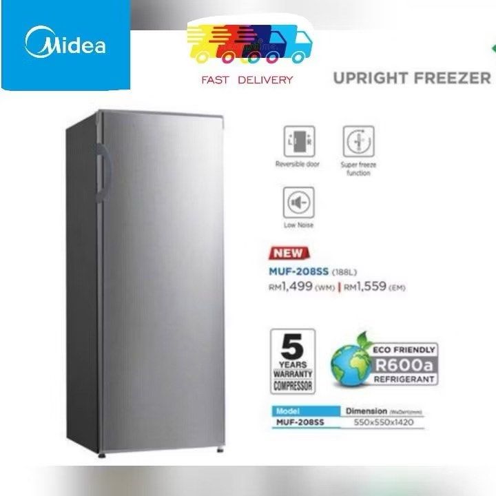 Midea standing freezer 188L, TV & Home Appliances, Kitchen Appliances ...