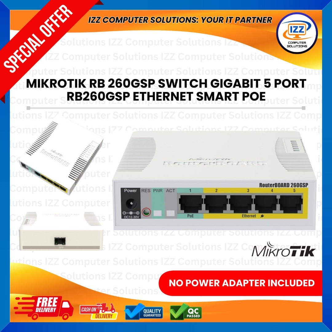 Mikrotik Rb 260gsp Switch Gigabit 5 Port Rb260gsp Ethernet Smart Poe Used Computers And Tech