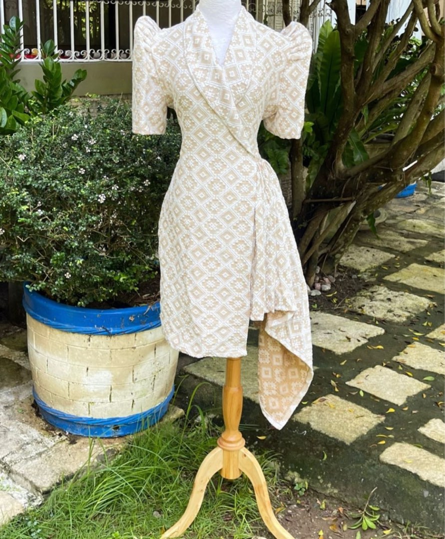 NUDE HANDWOVEN INABEL FILIPINIANA GOWN FOR RENT, Women's Fashion ...
