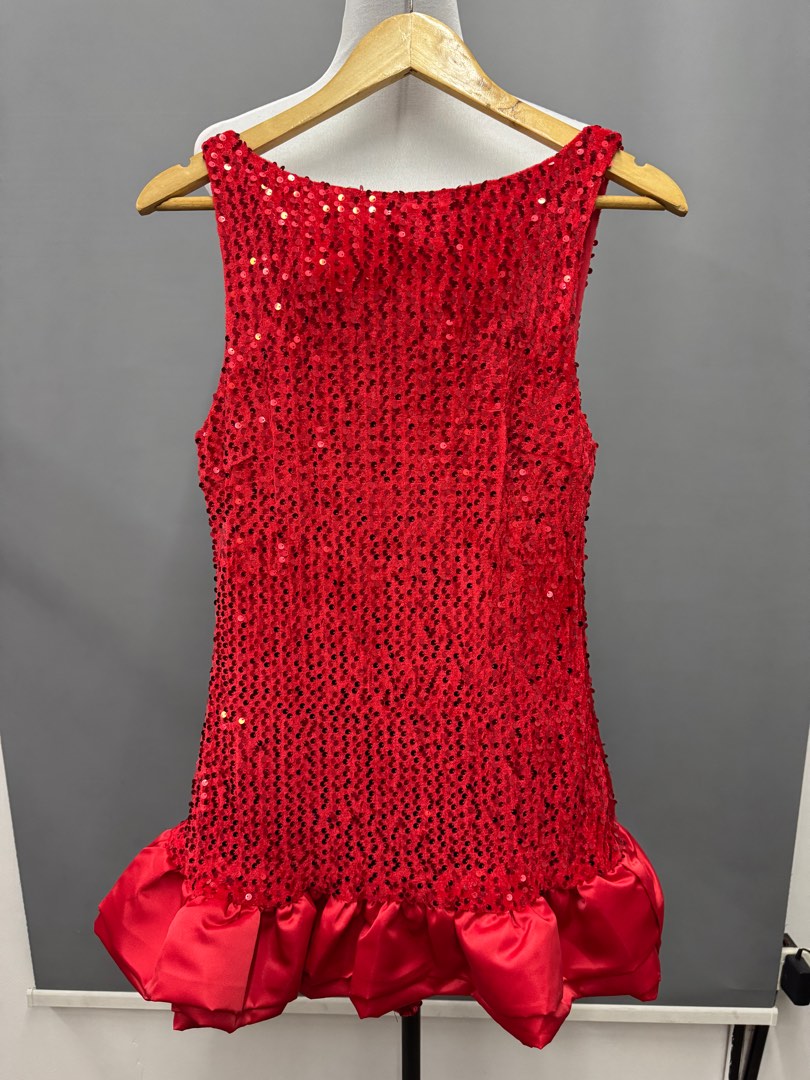 Red Shiny Party Dress- Ala Zara Style Dresses 240015 H&M Mango, Women's ...