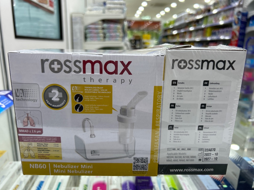 Rossmax Super Mini Piston Nebulizer Model NB60, Health & Nutrition ...
