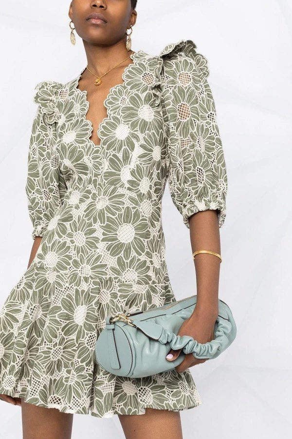 Sandro Paris Audrey Full Embroidered Dress - Olive Green, Women's ...