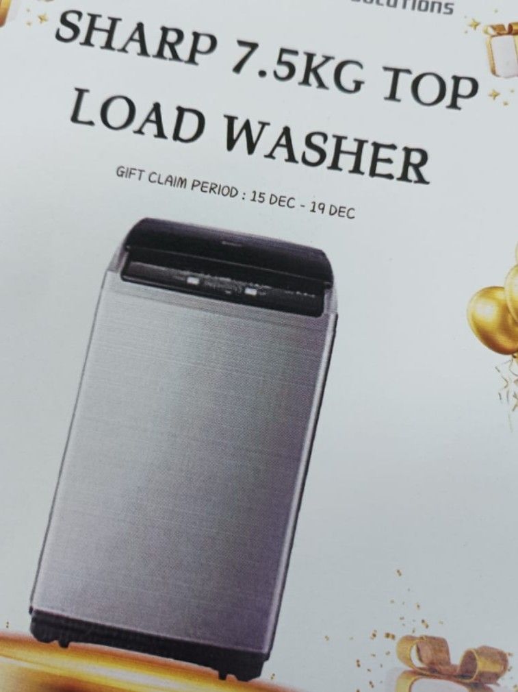 Sharp Washing Machine (Top Load) 7.5 kg, TV & Home Appliances, Washing ...