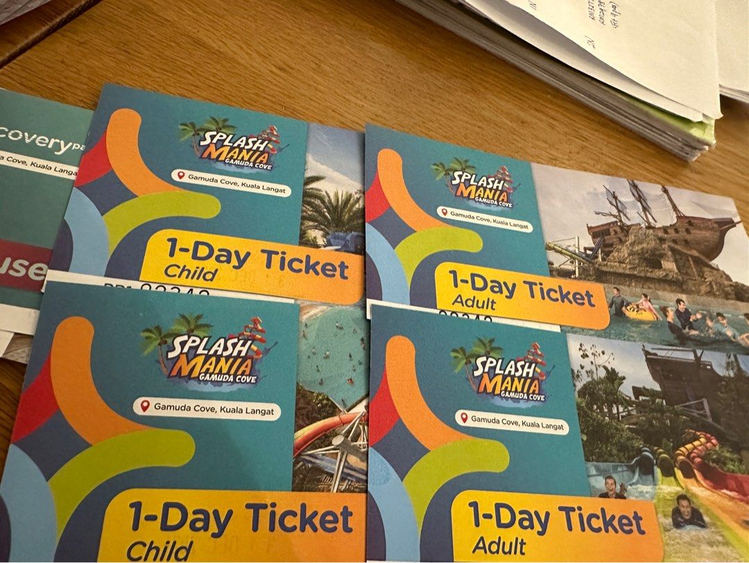 Splash Mania 2A2K ticket + Gamuda cove variety ticket, Tickets ...