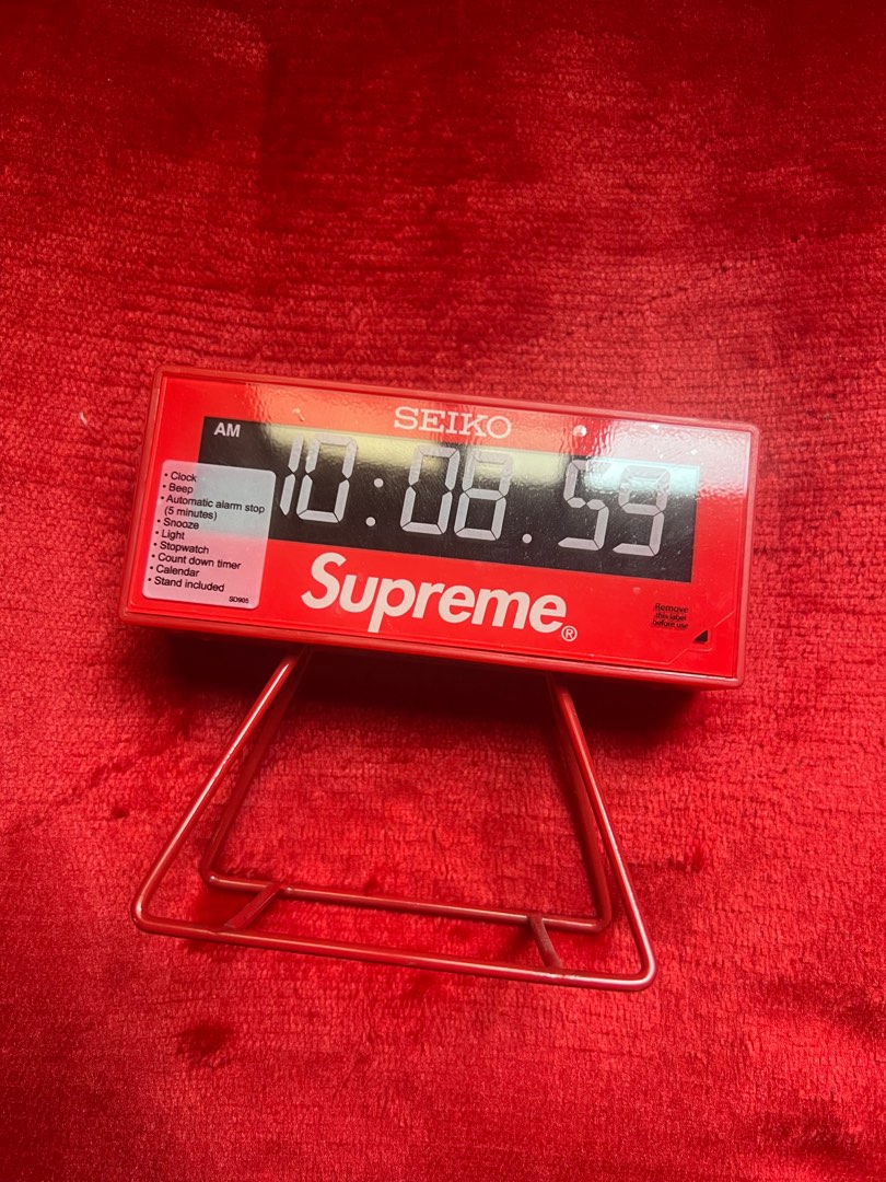 Supreme x Seiko Marathon Clock Red, Furniture & Home Living, Home Decor ...