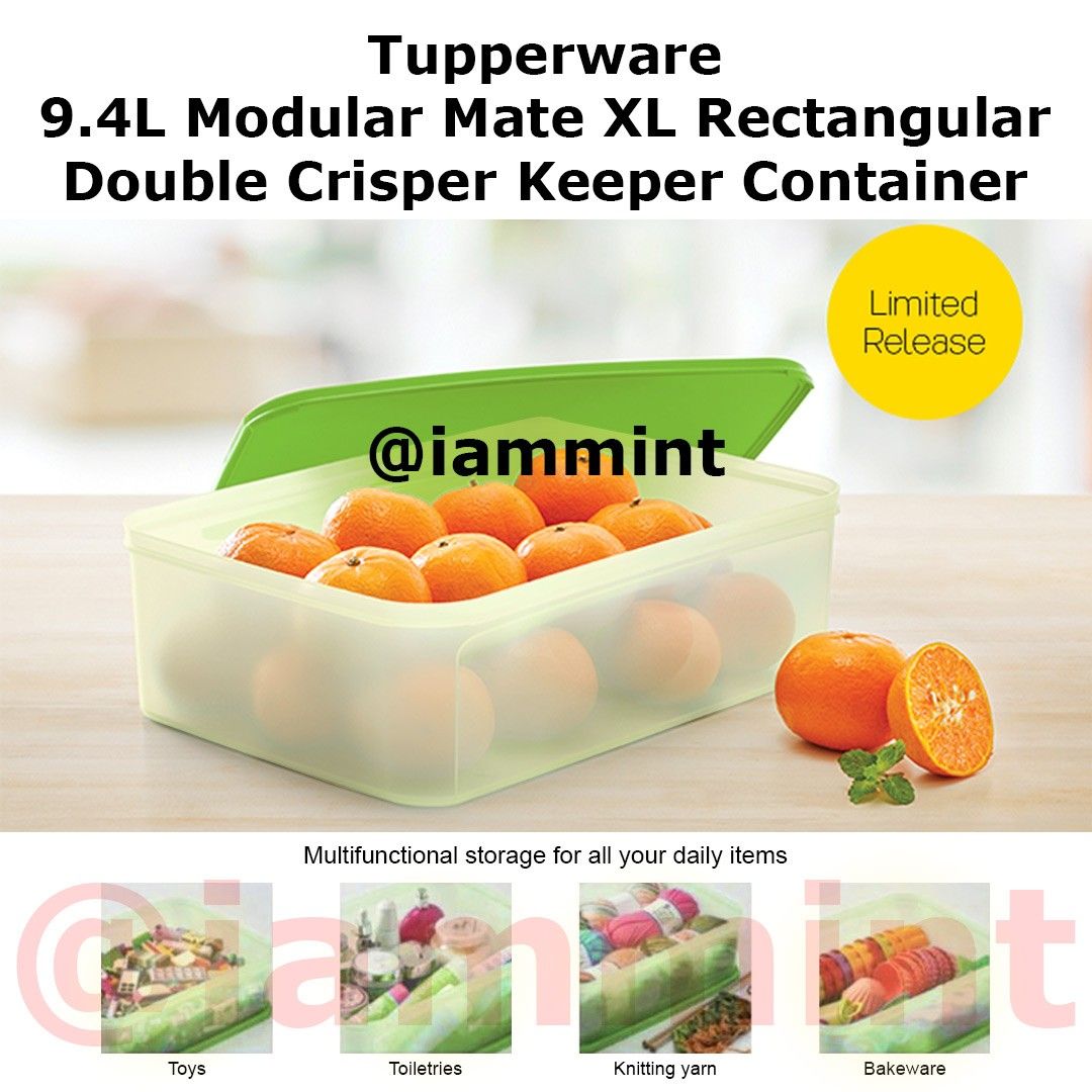Tupperware 9.4L XL Modular Mate Double Crisper Keeper Rectangular Jumbo ...