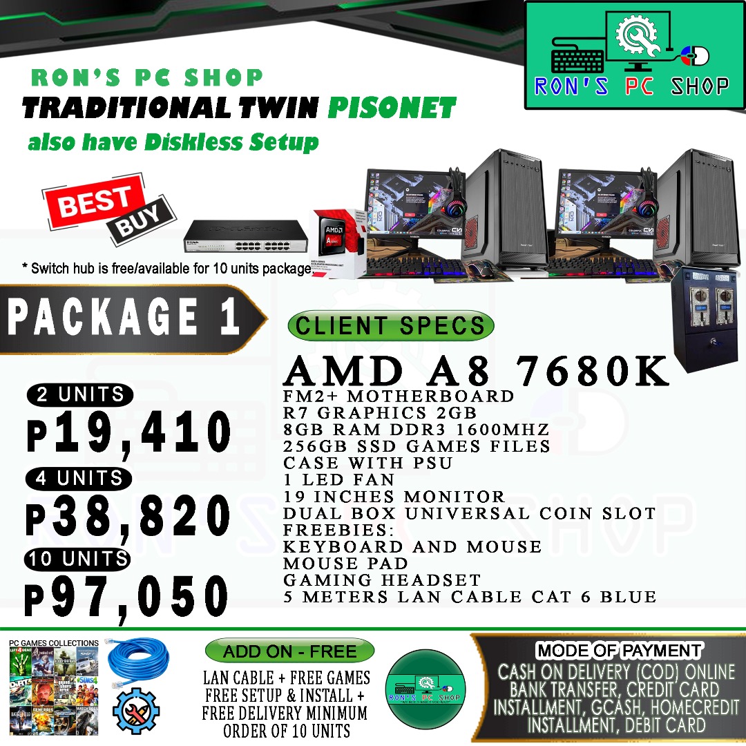 Twin Pisonet Packages, Computers & Tech, Desktops on Carousell
