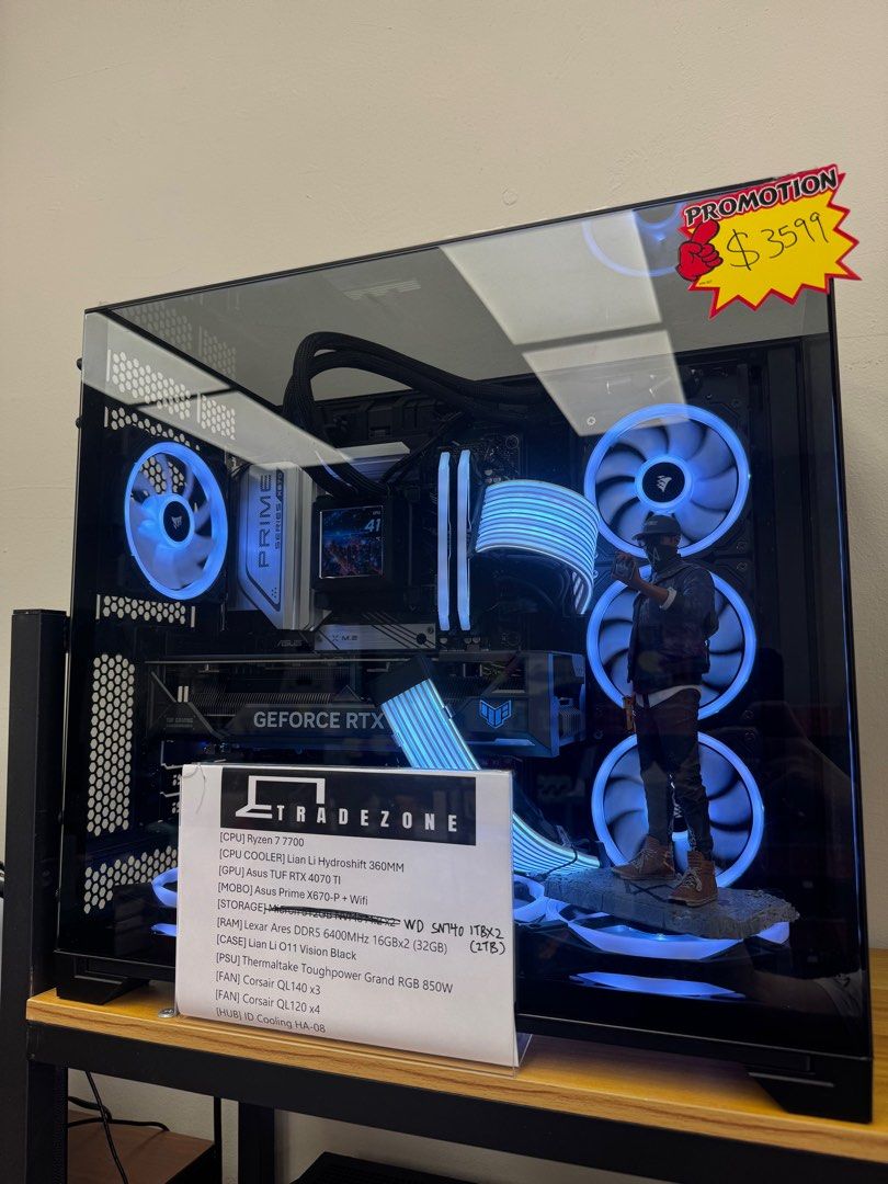 🧧CNY SALE - RTX 4070 TI Ryzen 7 7700 32GB 2TB Lian Li O11 Vision Black ...