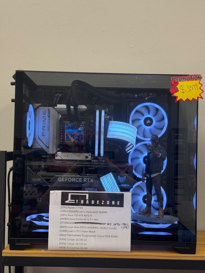 🧧CNY SALE - RTX 4070 TI Ryzen 7 7700 32GB 2TB Lian Li O11 Vision Black ...