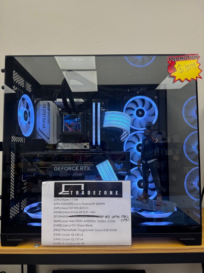 🧧CNY SALE - RTX 4070 TI Ryzen 7 7700 32GB 2TB Lian Li O11 Vision Black ...