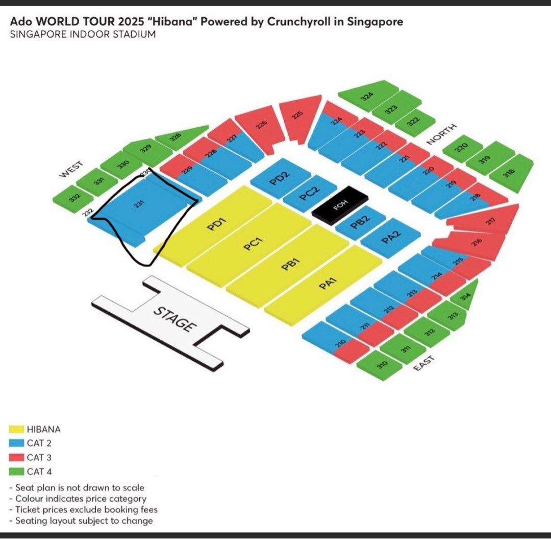 Ado concert ticket world tour 2025 CAT 2 - section 231, Tickets ...