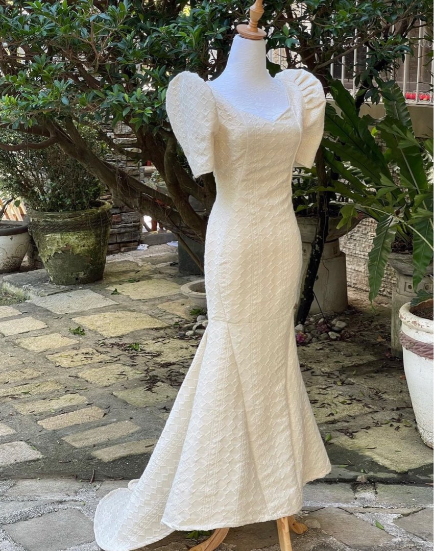 BEIGE INABEL HANDWOVEN FILIPINIANA GOWN FOR RENT, Women's Fashion ...