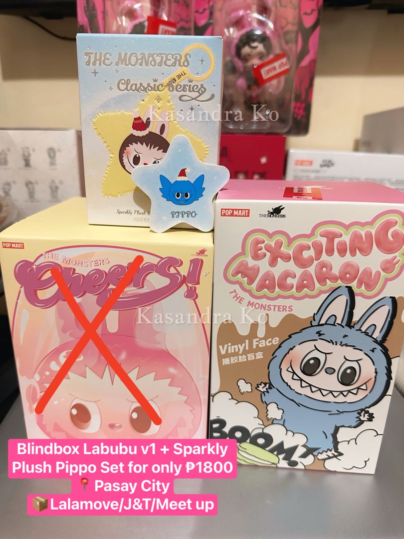 Blindbox Labubu Exciting Macaron V1 + Sparkly Plush Pippo Set, Hobbies ...
