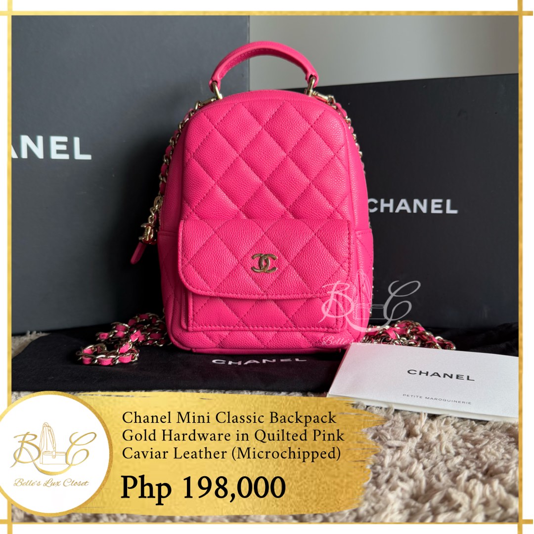Chanel Mini Backpack GHW Pink Caviar, Luxury, Bags & Wallets on Carousell