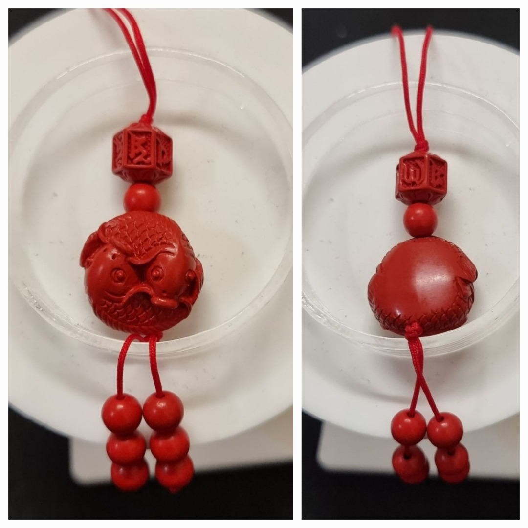 cinnabar 朱砂 Silver-clad copper 铜包银 accessories 吊饰, Women's Fashion ...