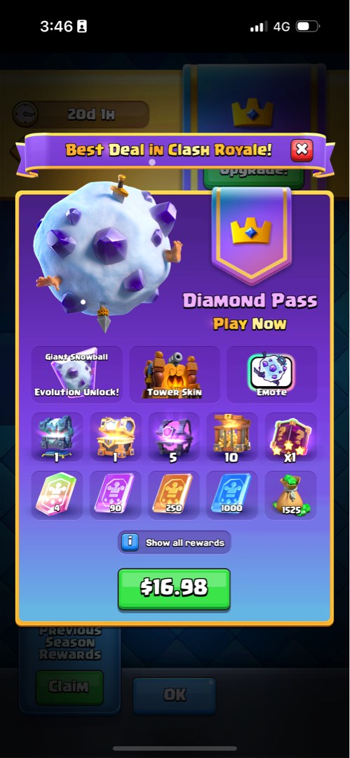 Clash Royale Diamond Pass, Video Gaming, Video Games, Others on Carousell