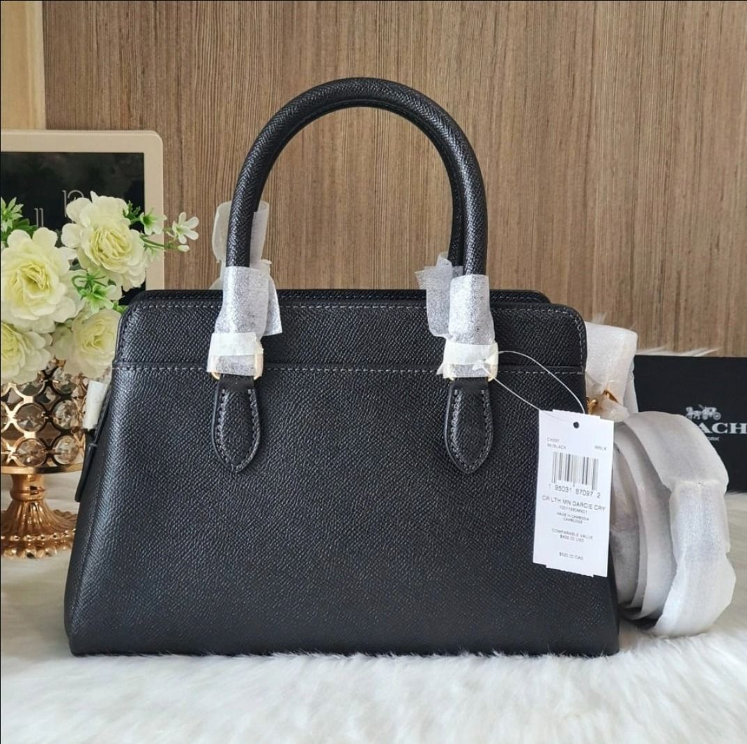 Coach CH297 Mini Darcie Zip Carryall Bag in Black Crossgrain Leather ...