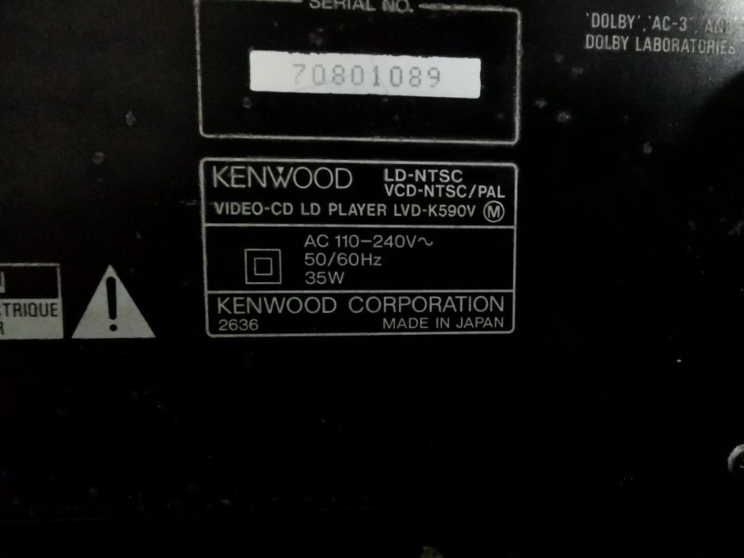 Kenwood LVD-K590V Laserdisc CD VCD Player with karaoke function, Audio ...