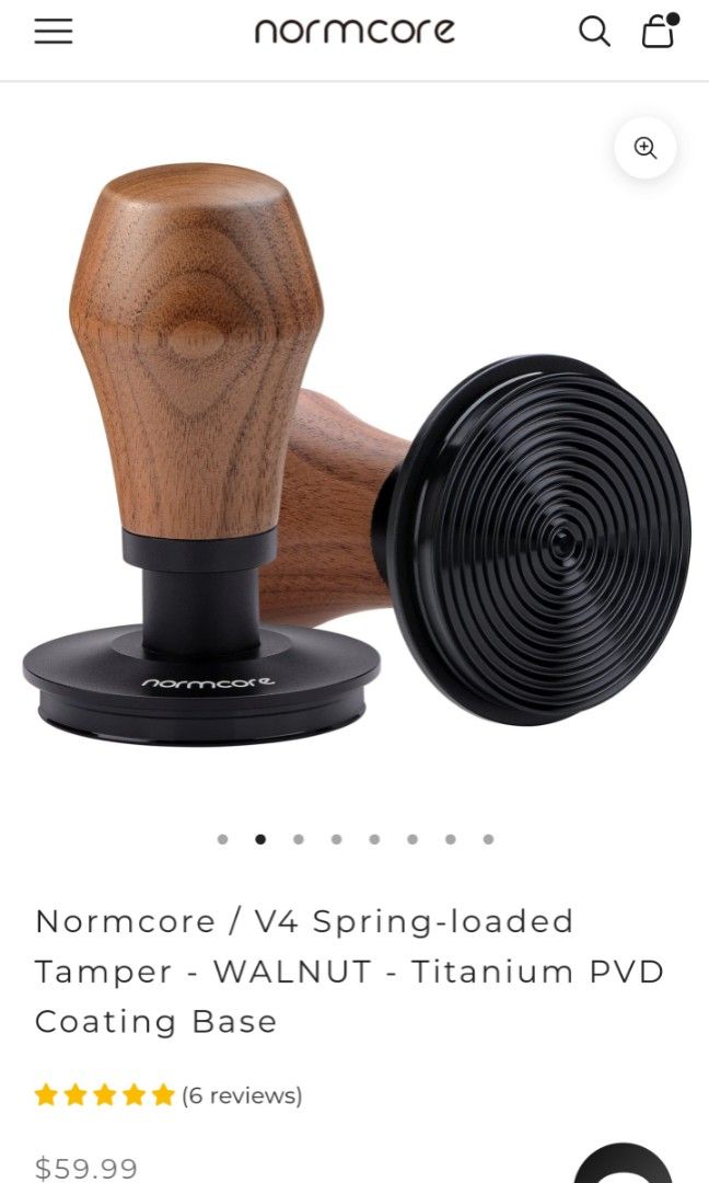 Normcore V4 Spring Loaded Tamper 58.5mm Walnut Titanium PVD Coating ...