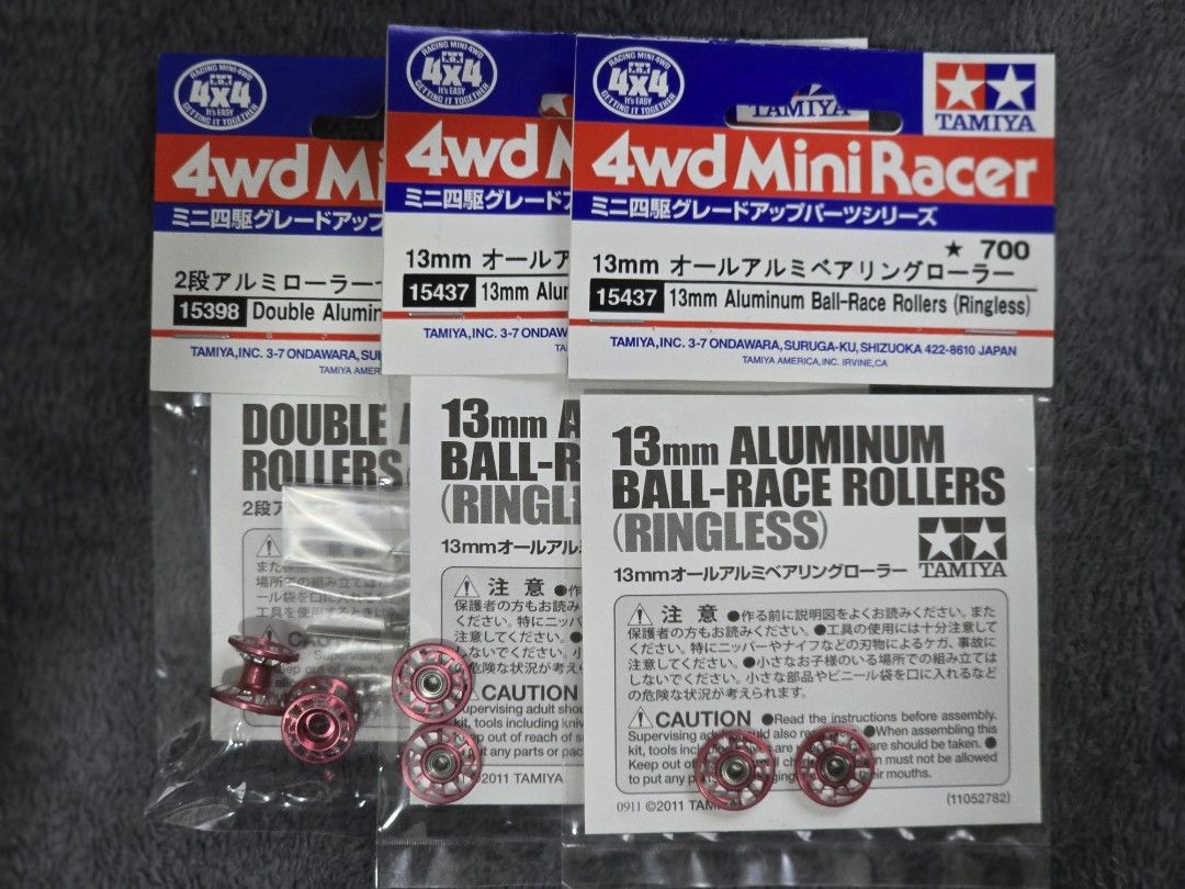 Original Tamiya Mini 4wd CNC roller 13mm Full Set Anodized Pink ...