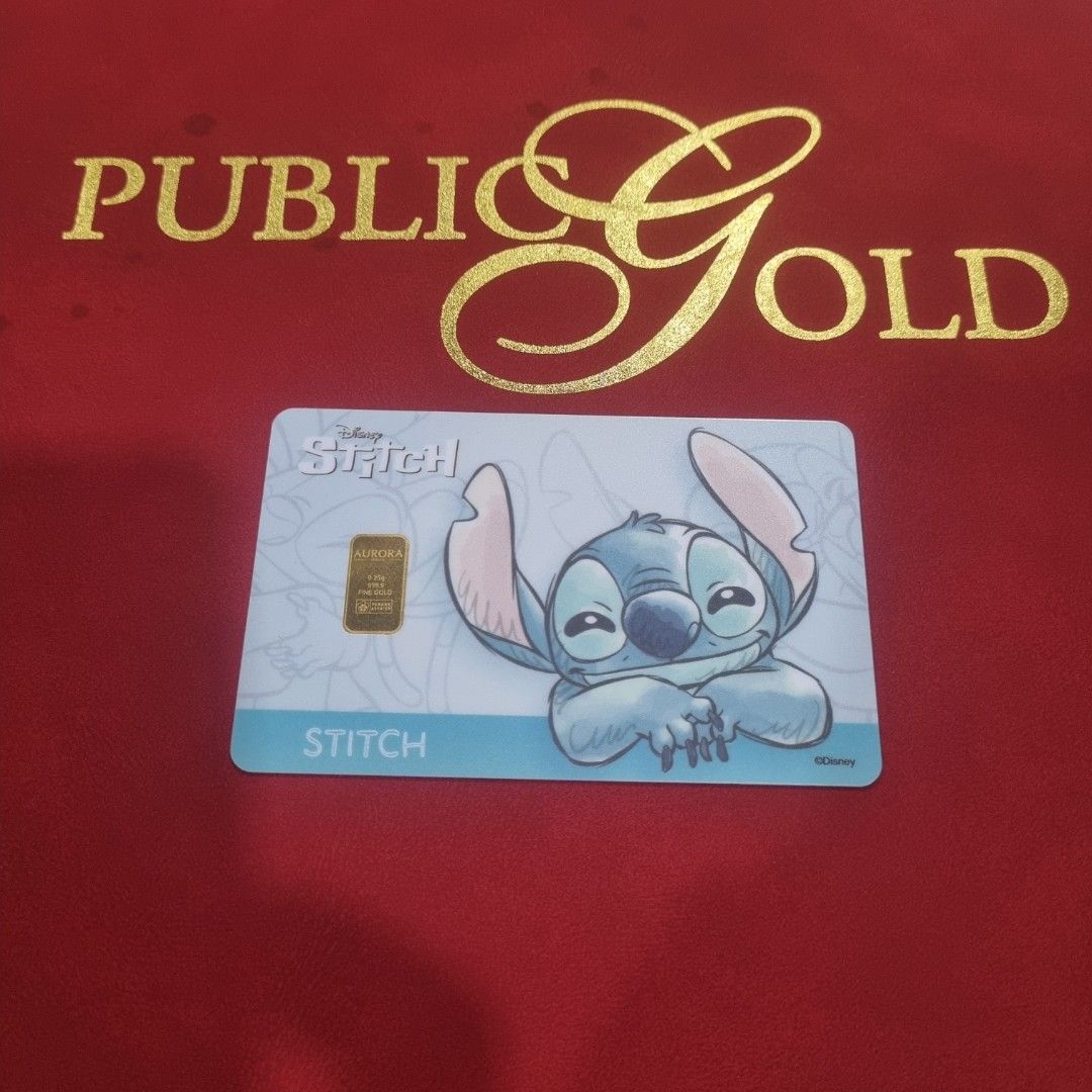 Public Gold x Aurora 0.25g Gold 999.9 Disney Stitch & Angel, Hobbies ...