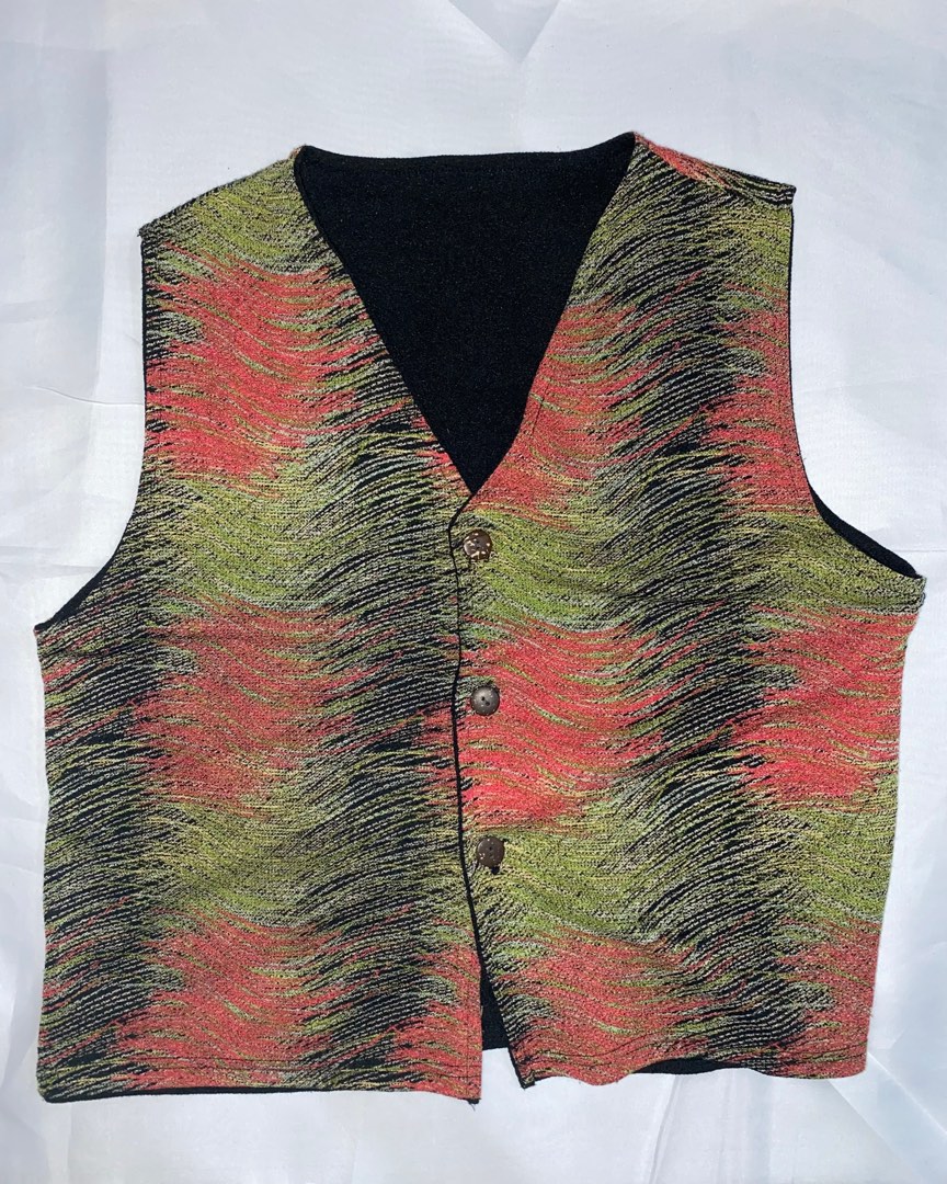 Random Japanese Vest Reversible Patterned & Plain Black, Men's Fashion ...