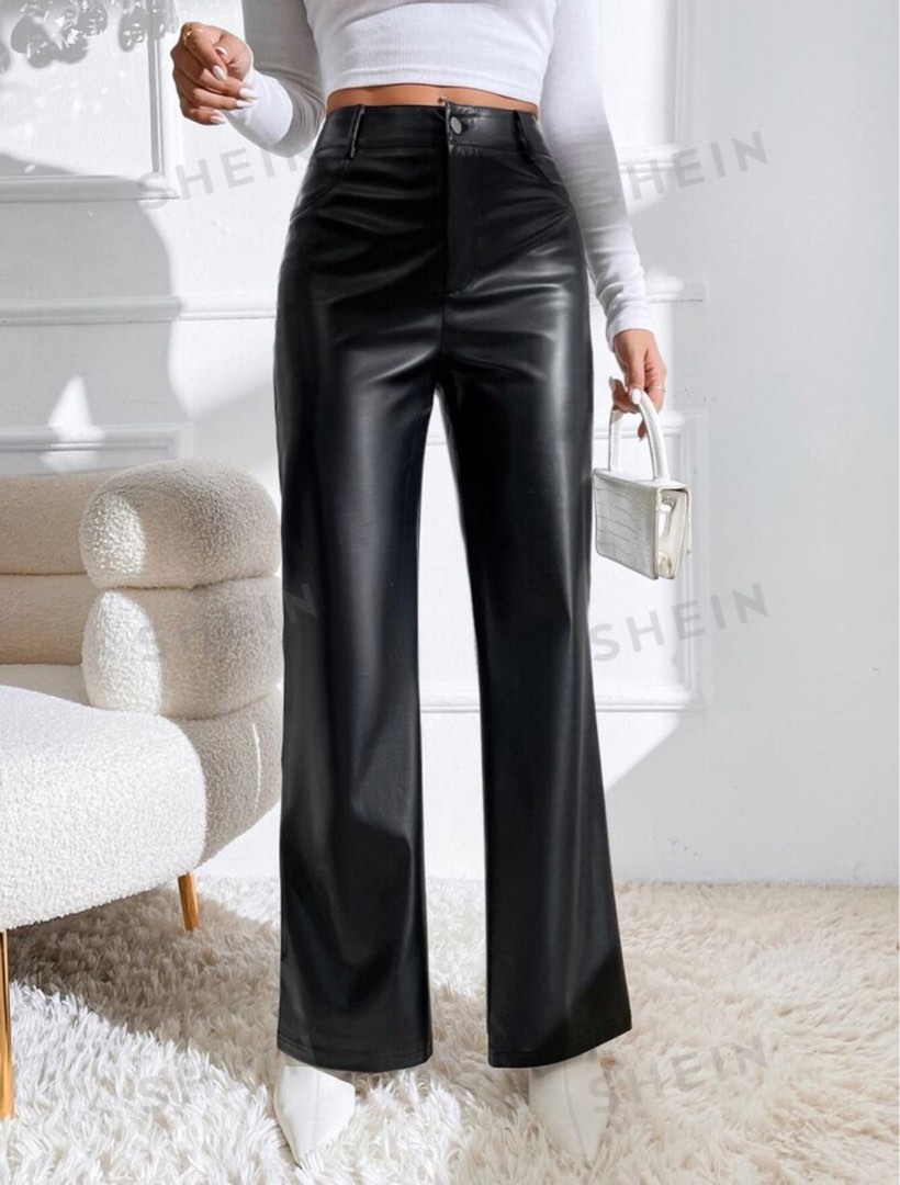Shein Bae Leather Pants, Women's Fashion, Bottoms, Jeans on Carousell