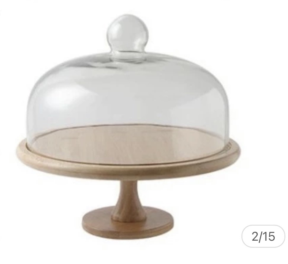 SSF Acacia cake stand with glass dome, Furniture & Home Living ...