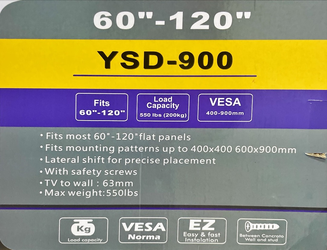 T.V.D 協合 YSD-900 80吋～100吋 固定式 壁掛架 YSD 900 萬用架, 電視及其他電器 , 電視及其他電器 , 電視組件及配件在旋轉拍賣