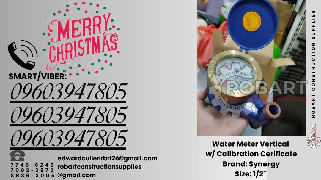 Water Meter Vertical w/ Calibration Cerificate Brand: Synergy Size: 1/2 ...