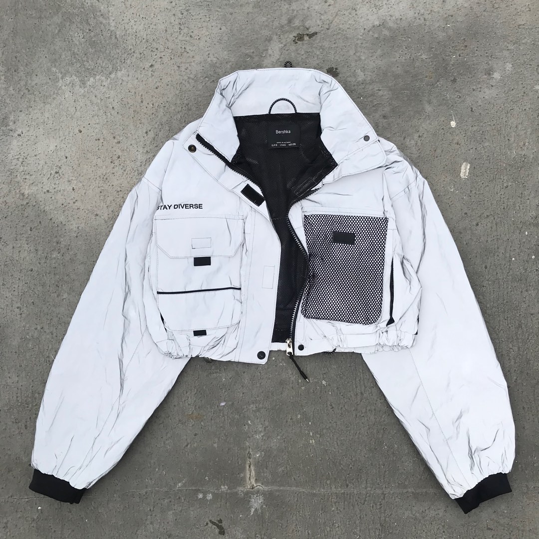 Bershka Stay Diverse Reflectorize Jacket, Women's Fashion, Coats ...