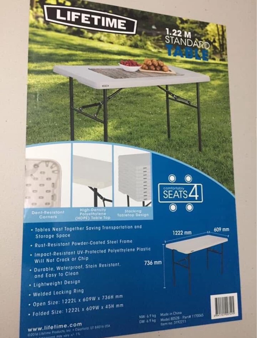 Brand new Lifetime 4ft Foldable Table, Furniture & Home Living ...