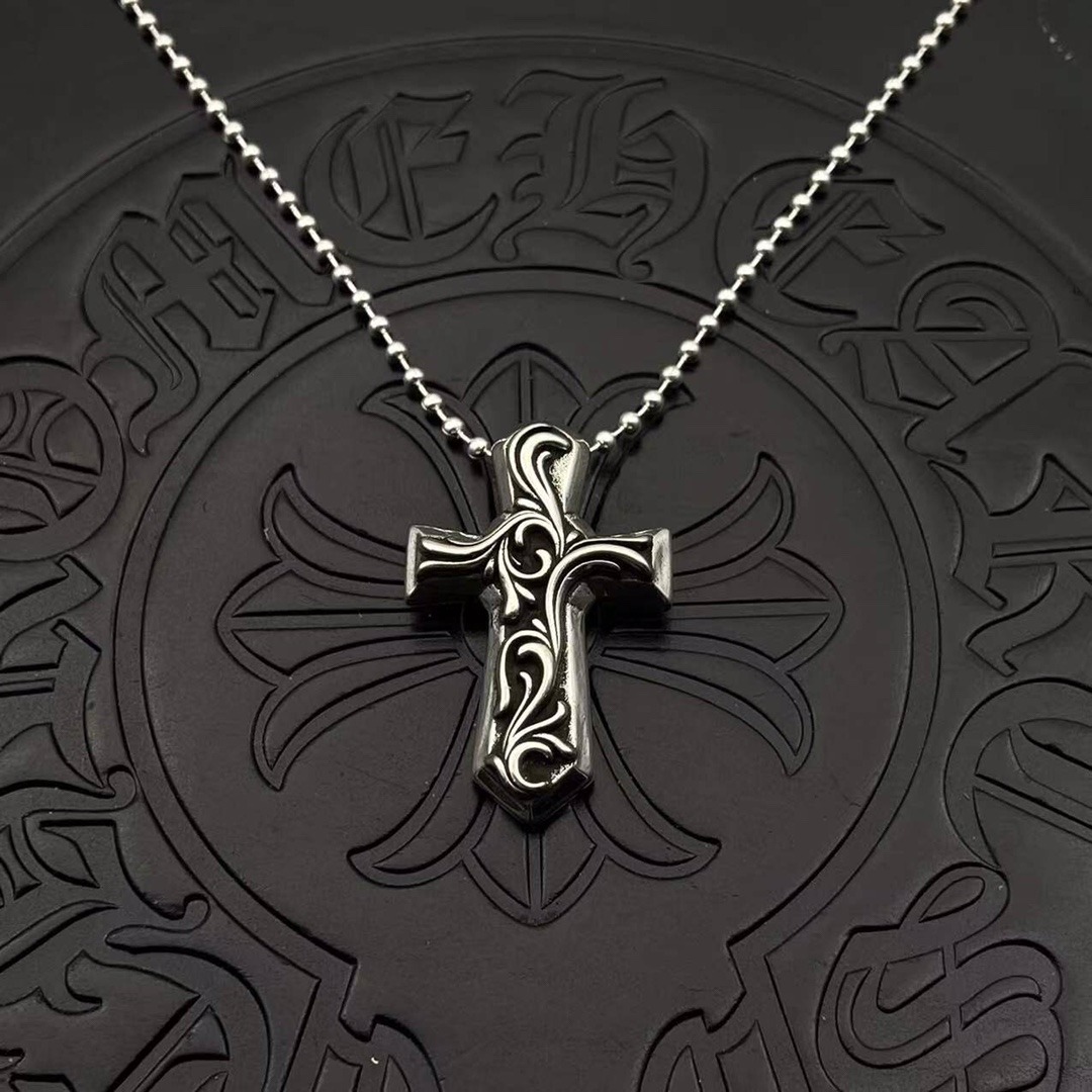 Chrome Hearts Urgan Vine Cross Pendant with Round Bead Chain, Women's ...
