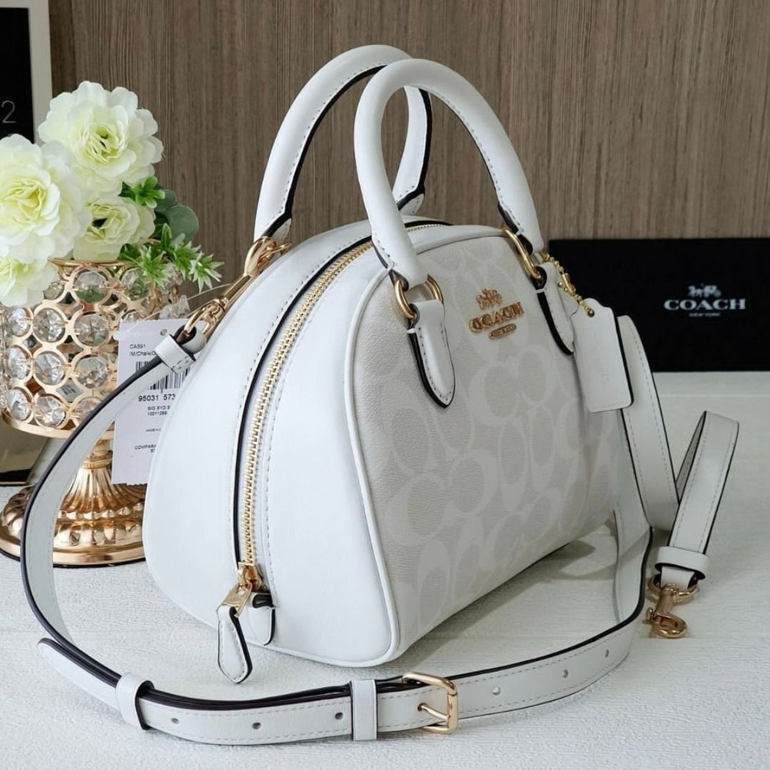 Coach CA591 Sydney Satchel in Signature Coated Canvas & Smooth Leather ...