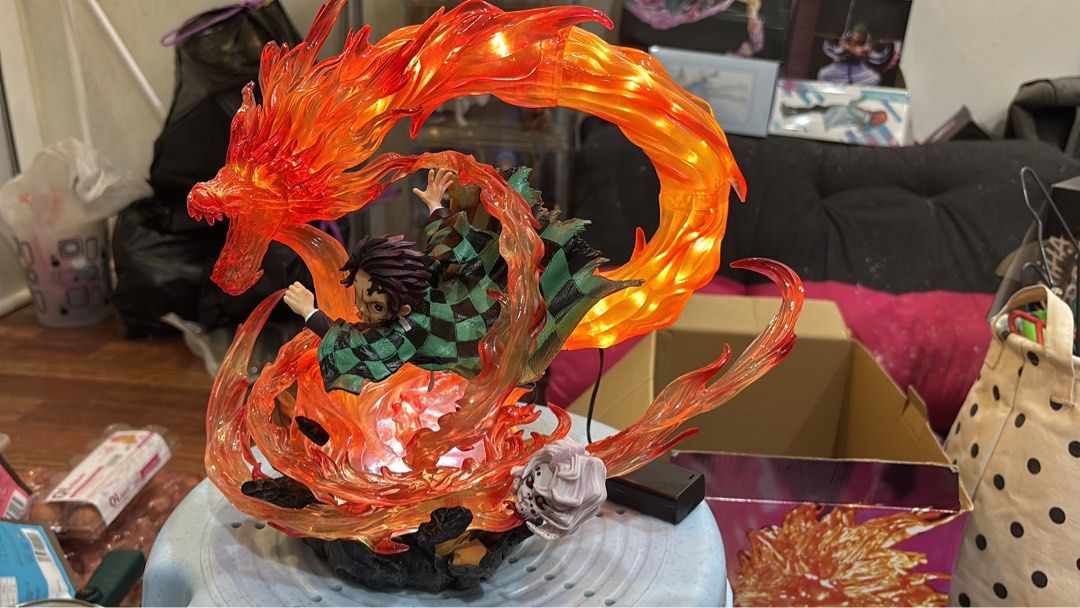 Demon Slayer Tanjiro Kamado Dragon Hinokami Kagura LED Action Figure ...