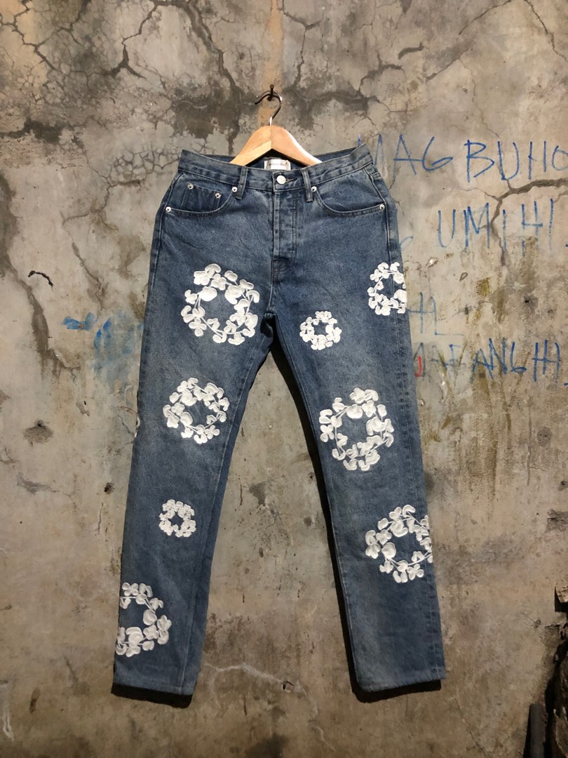 DENIM TEARS ALTERNATIVE MANNER KISS EMBROIDERY JEANS, Men's Fashion ...