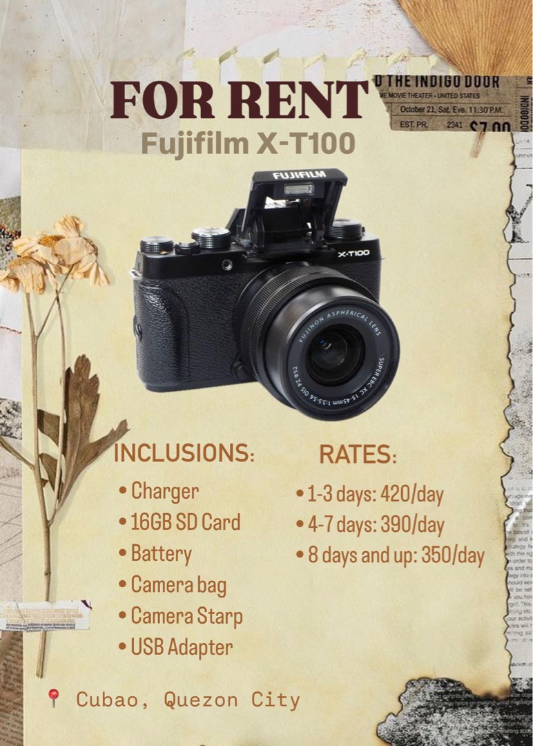 Fujifilm X-T100 for rent (with film simulation), Photography, Cameras ...