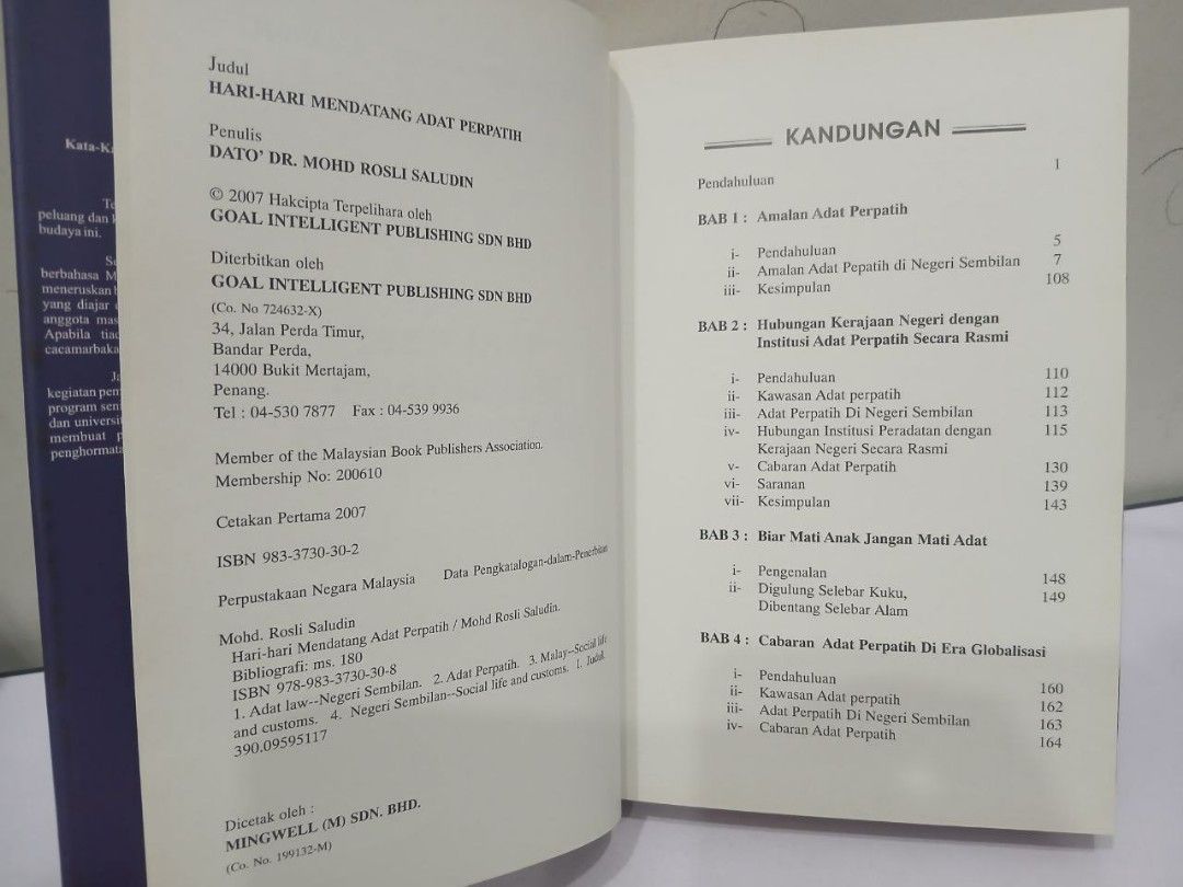 Hari-Hari Mendatang Adat Perpatih Siri Buku Budaya Dato' Dr Mohd Rosli ...