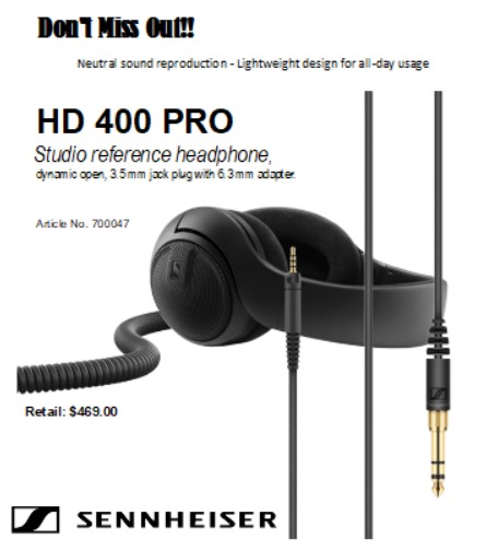 HD400 Pro Studio Reference Monitoring Headphone - Limited-time Special ...