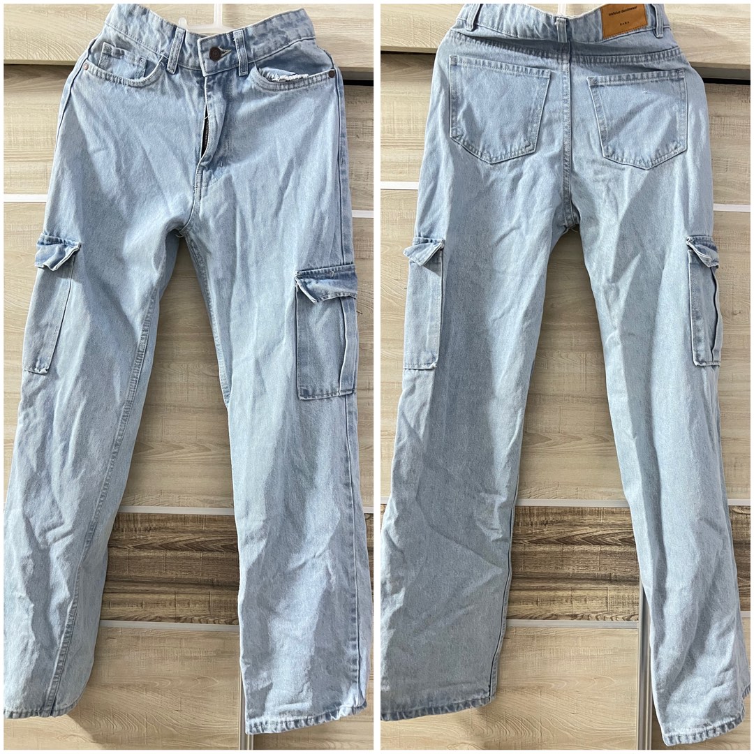 Light Blue Cargo Pants, Women's Fashion, Bottoms, Jeans & Leggings on ...