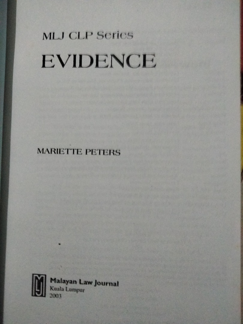 MLJ CLP Series Evidence by Mariette Peters, Hobbies & Toys, Books ...