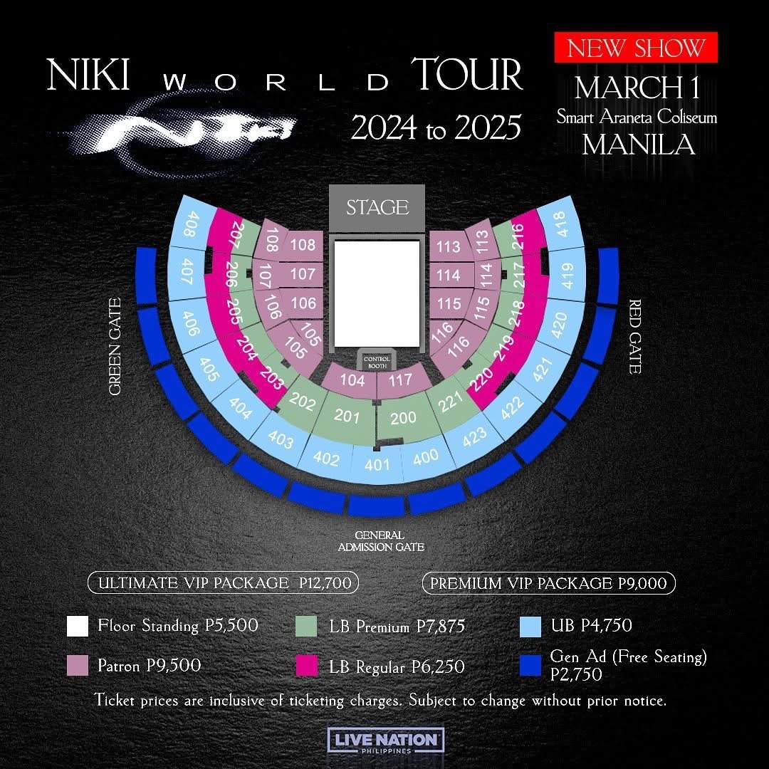 NIKI BUZZ TOUR DAY 3 LB PREMIUM 3 ADJACENT SEATS, Tickets & Vouchers ...